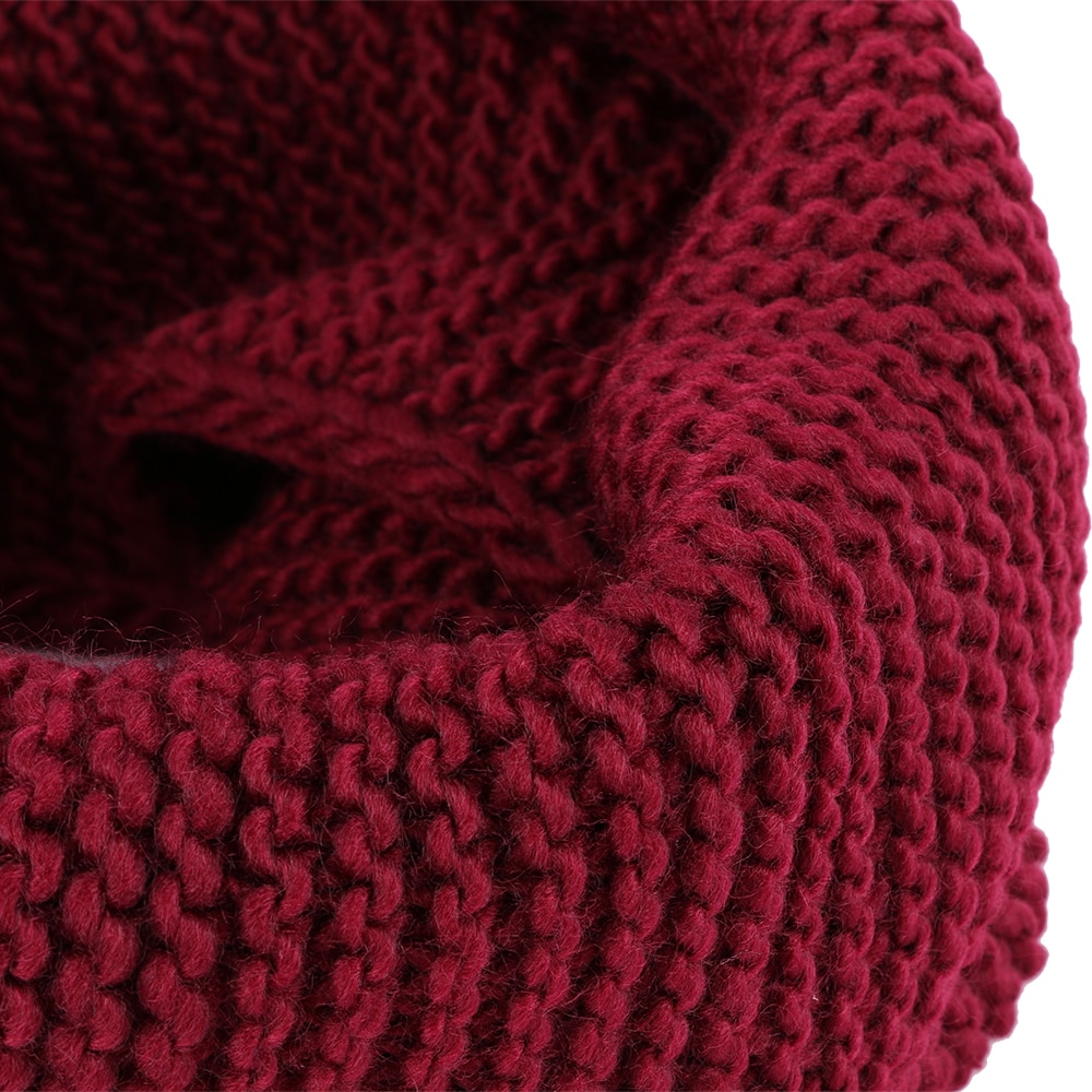 Fular circular unisex, tricotat, model minimalist, B086-16 Rosu bordo ...