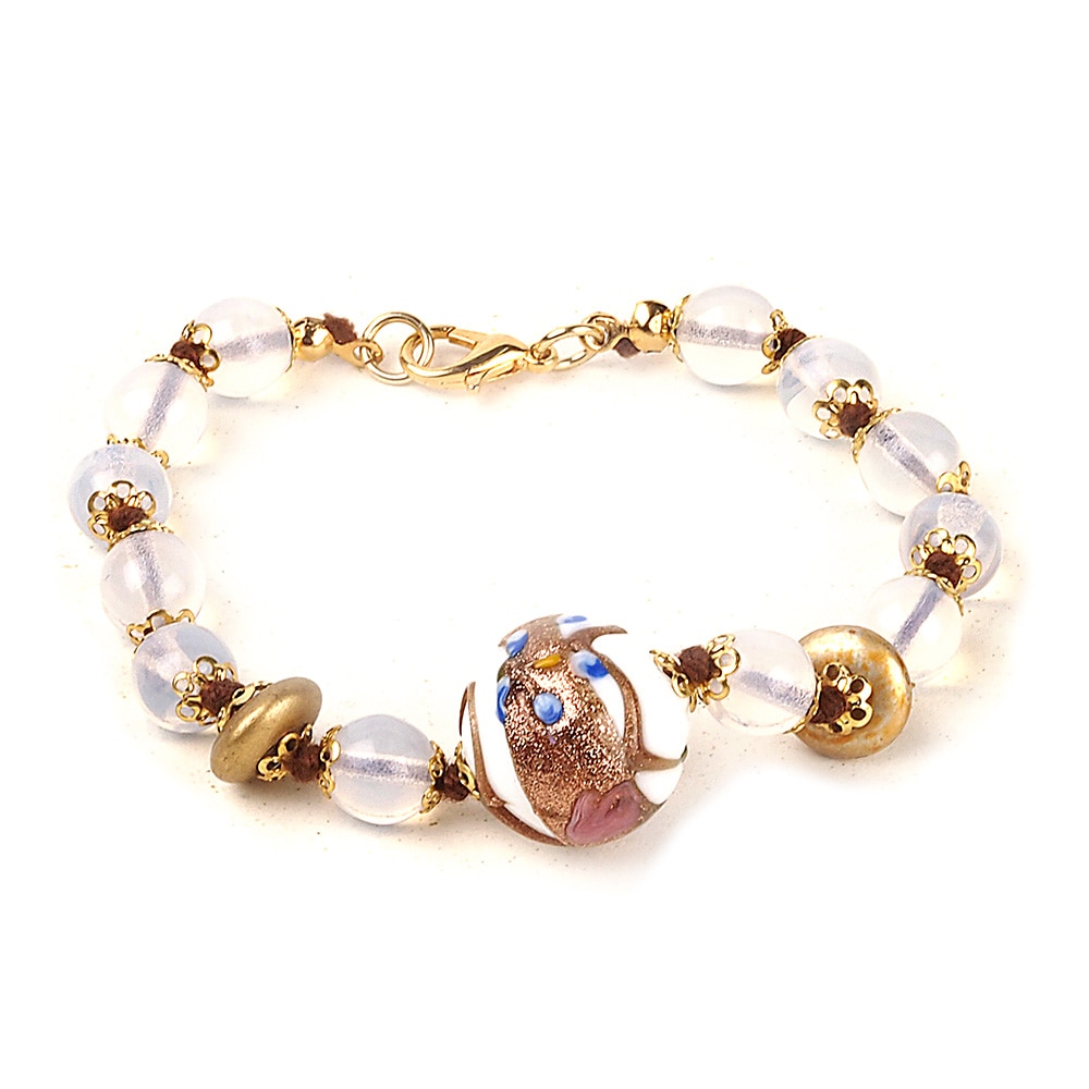 Bratara FLOREALE alb din sticla de Murano, Bijuterii Original Murano ...