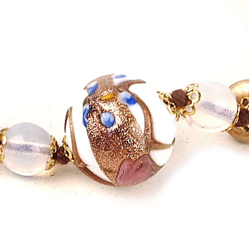 Bratara FLOREALE alb din sticla de Murano, Bijuterii Original Murano ...