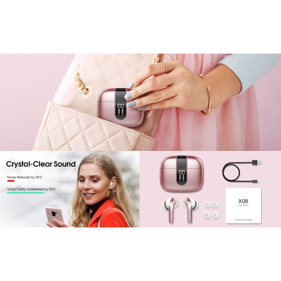 Casti True Wireless ViBE™ MOOD-X08 Active Noise Cancelling, Bluetooth 5 ...