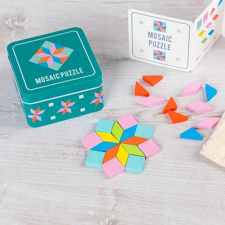 Puzzle mozaic, Lemn, 26 Piese, Multicolor - eMAG.ro