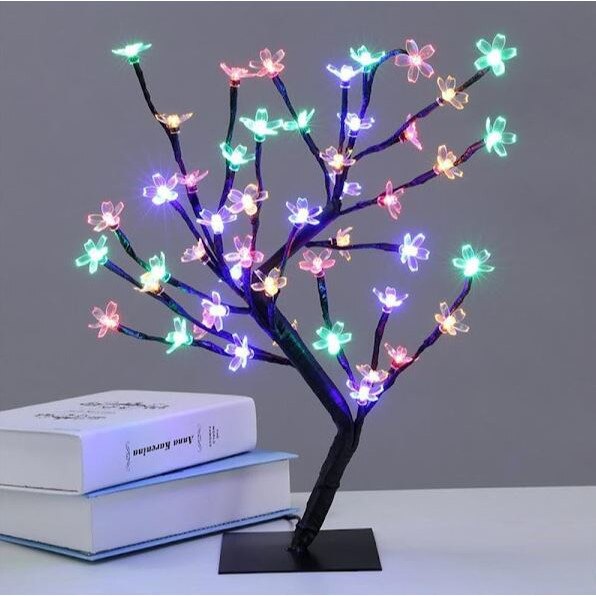 Copac decorativ cu flori de cires, 28 LED, Multicolor - eMAG.ro