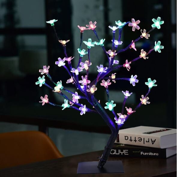 Copac decorativ cu flori de cires, 28 LED, Multicolor - eMAG.ro