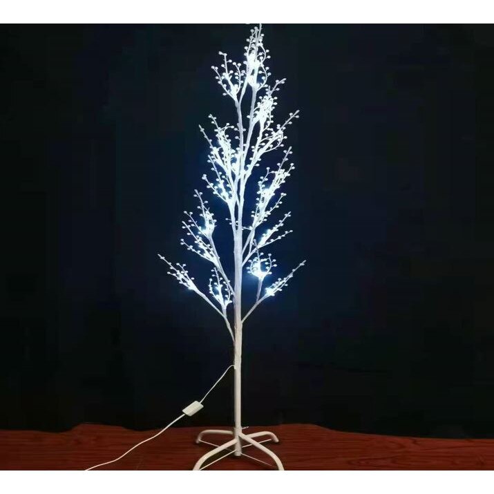 Pom decorativ alb luminat pentru craciun, 1.5 Metri, 60 Leduri, alb ...