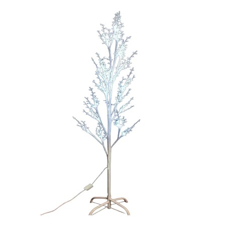 Pom decorativ alb luminat pentru craciun, 1.5 Metri, 60 Leduri, alb ...