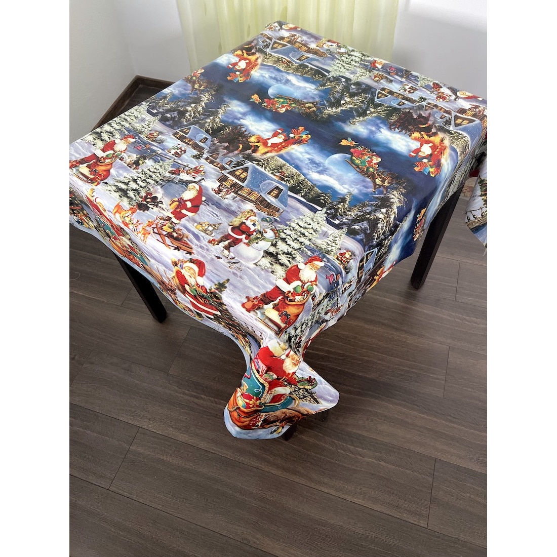 Fata de masa tip musama, Mos Craciun albastru, 140 x 200 cm - eMAG.ro
