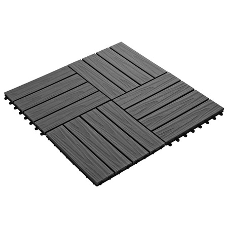 Set Placi podea in relief, WPC, 11 buc, 30 x 30 cm, 1 mp, negru ...