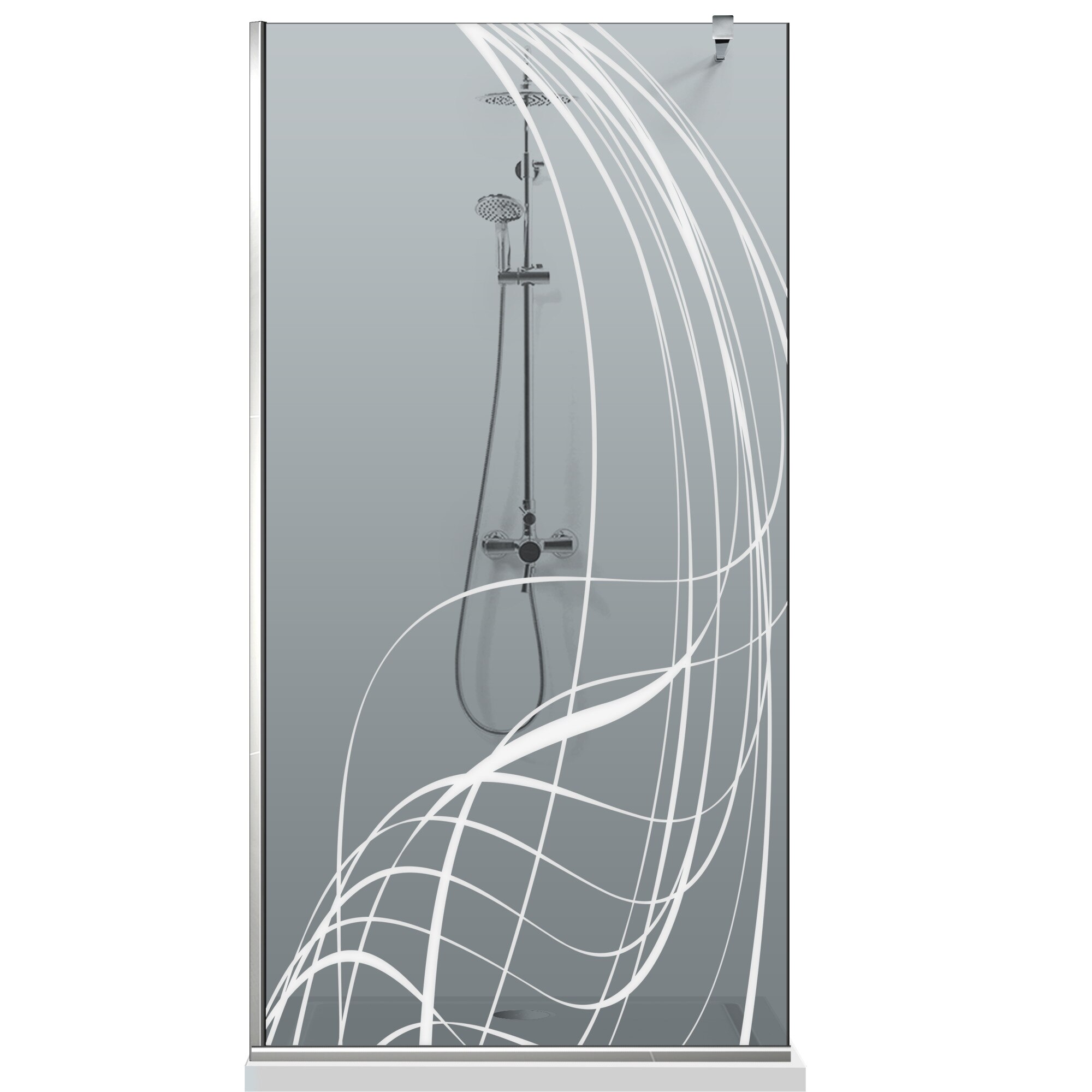 Paravan dus walk-in Aqua Roy ® INOX, model Lava alb, sticla 8 mm gri ...