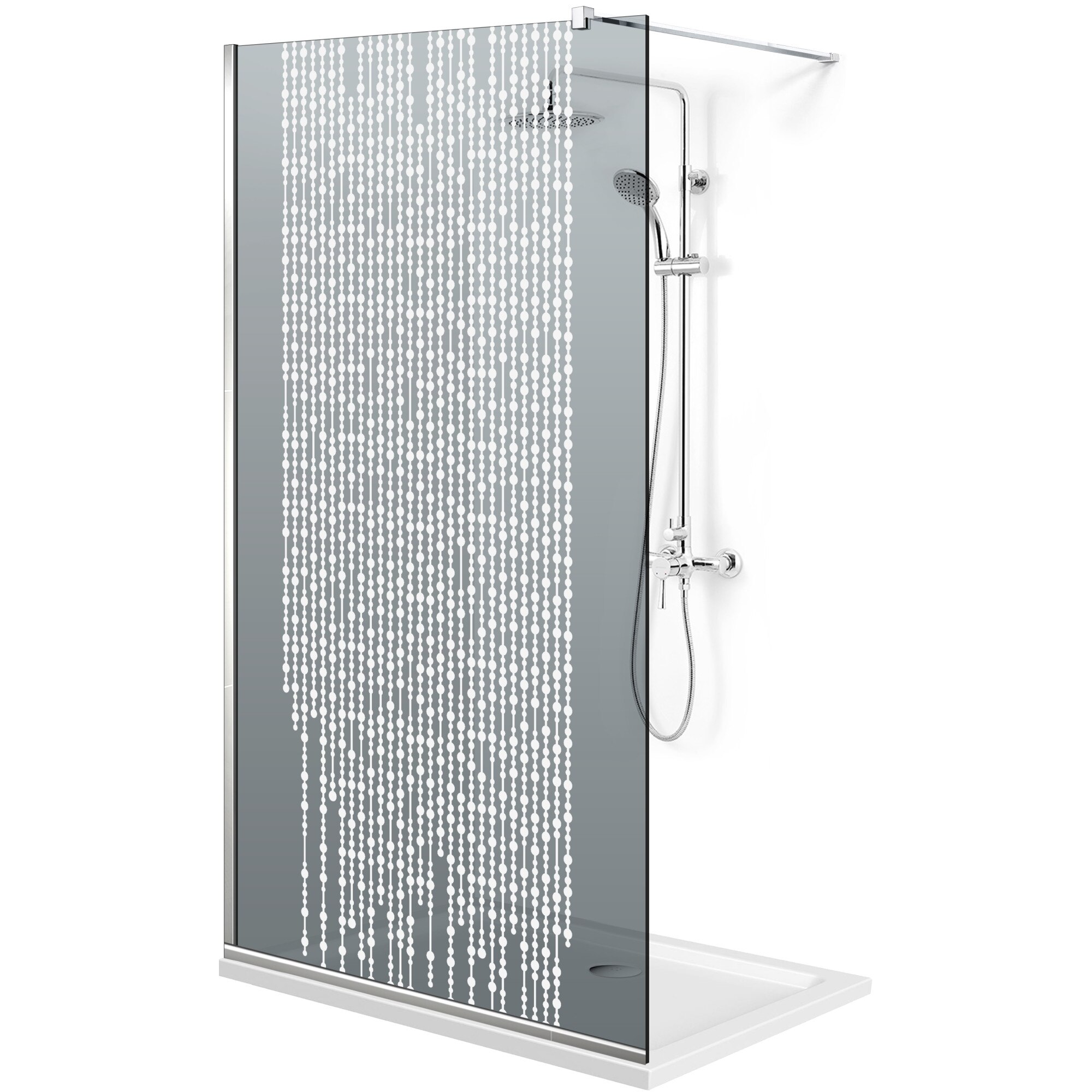 Paravan dus walk-in Aqua Roy ® INOX, Rain alb, sticla 8 mm gri ...