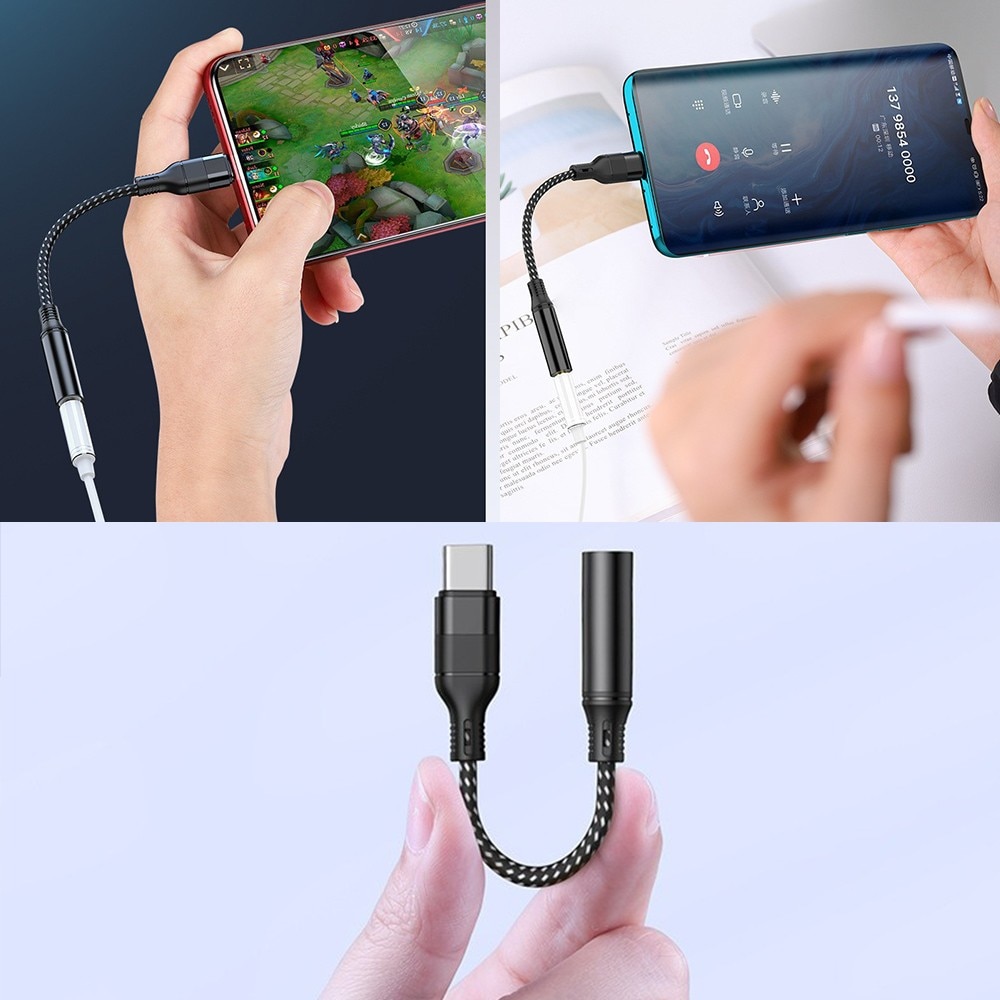 Adaptor telefon, USB-C/Jack audio 3.5mm, Negru - eMAG.ro