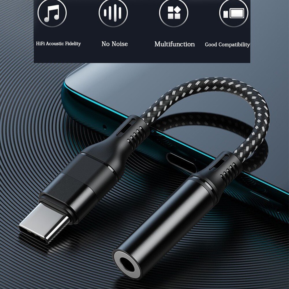 Adaptor telefon, USB-C/Jack audio 3.5mm, Negru - eMAG.ro