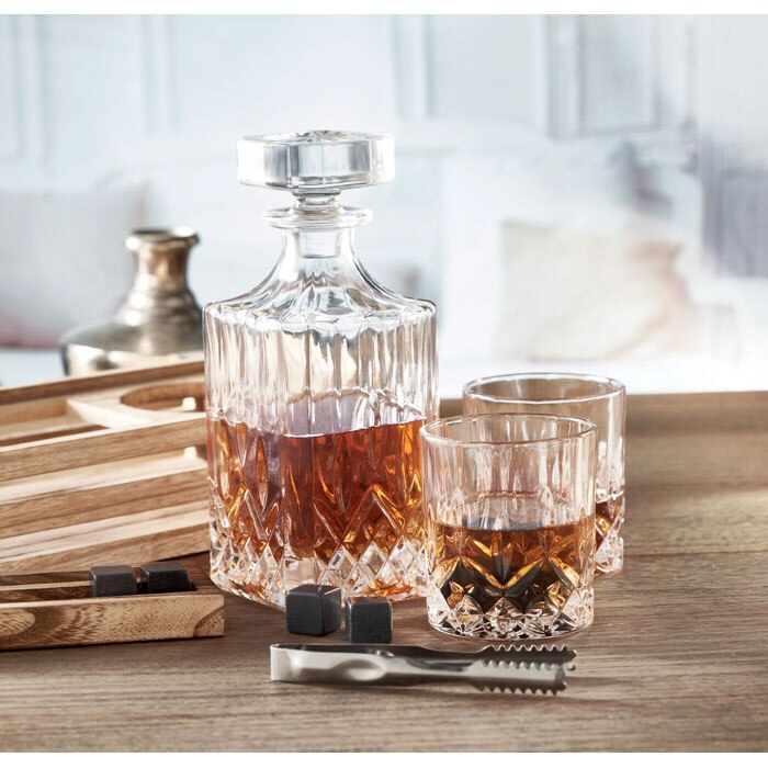 Set de whisky, Whisk, Sticla, 1x carafa 700 ml, 2x pahare 300 ml, 6x ...