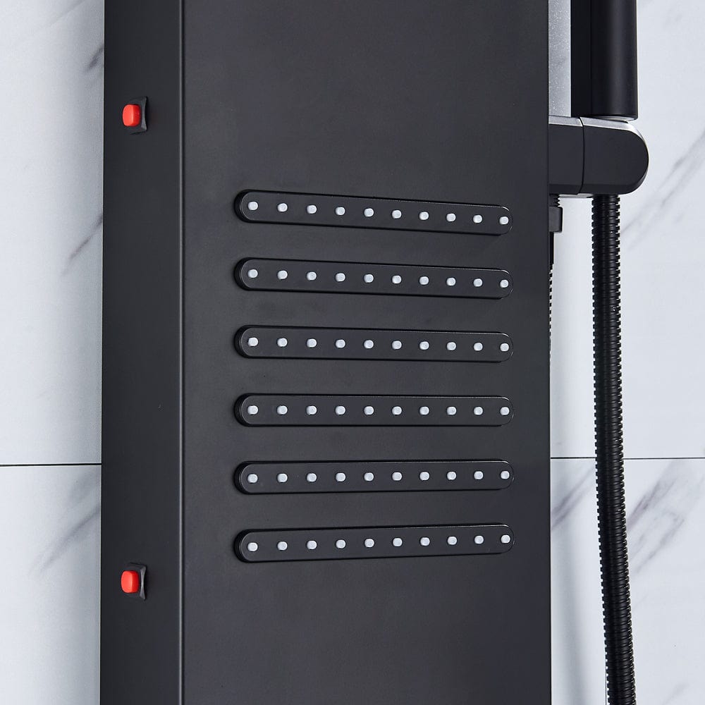 Panel de Dus cu efect de ploaie si jeturi cu masaj, sistem LED, culoare ...