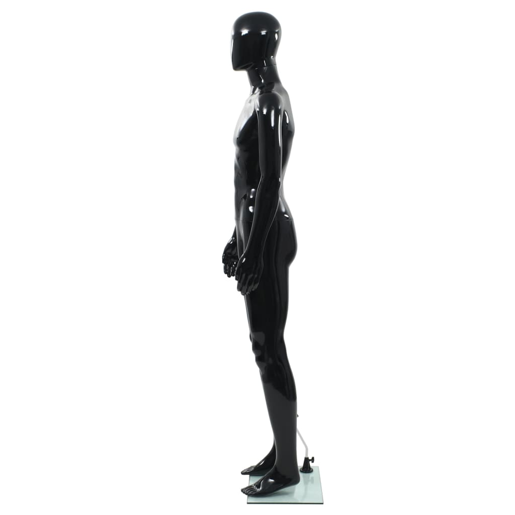 Corp manechin masculin, suport din sticla, negru lucios, 185 cm, Modern ...