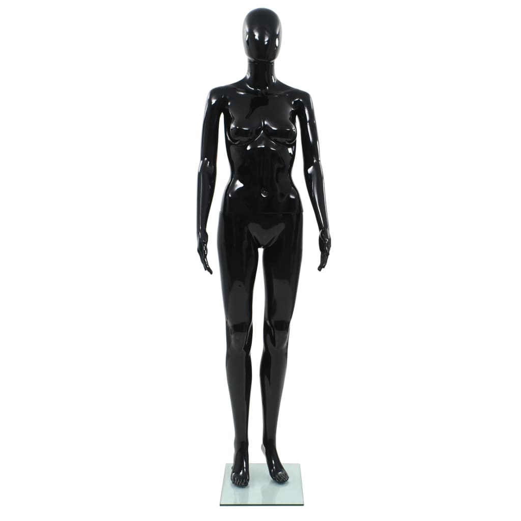 Corp manechin feminin, suport din sticla, negru lucios, 175 cm, Modern ...