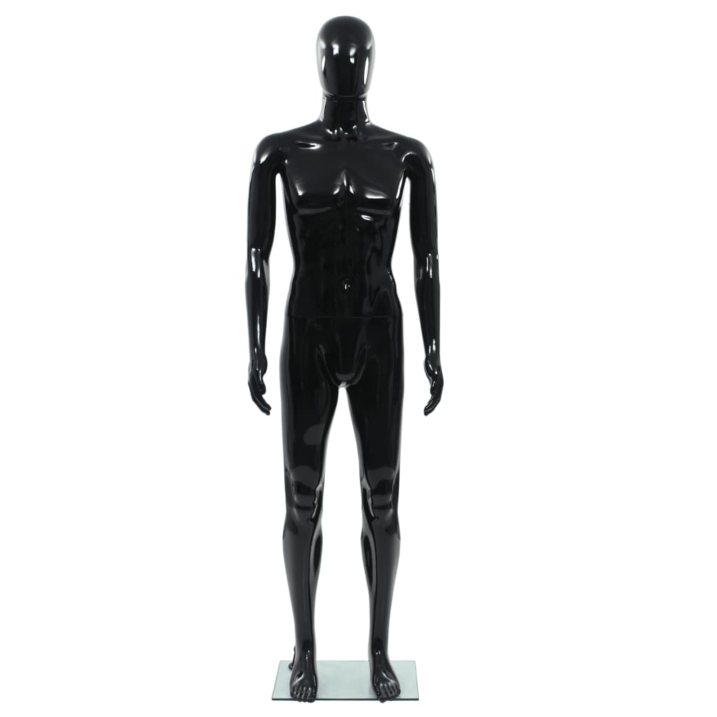 Corp manechin masculin, suport din sticla, negru lucios, 185 cm, Modern ...