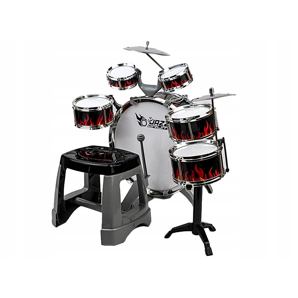 Set Tobe pentru music, Scaunel cu picior, 5x tobe, 2x talger, 2x bete ...