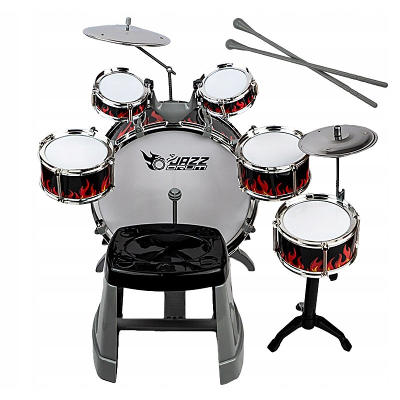 Set Tobe pentru music, Scaunel cu picior, 5x tobe, 2x talger, 2x bete ...