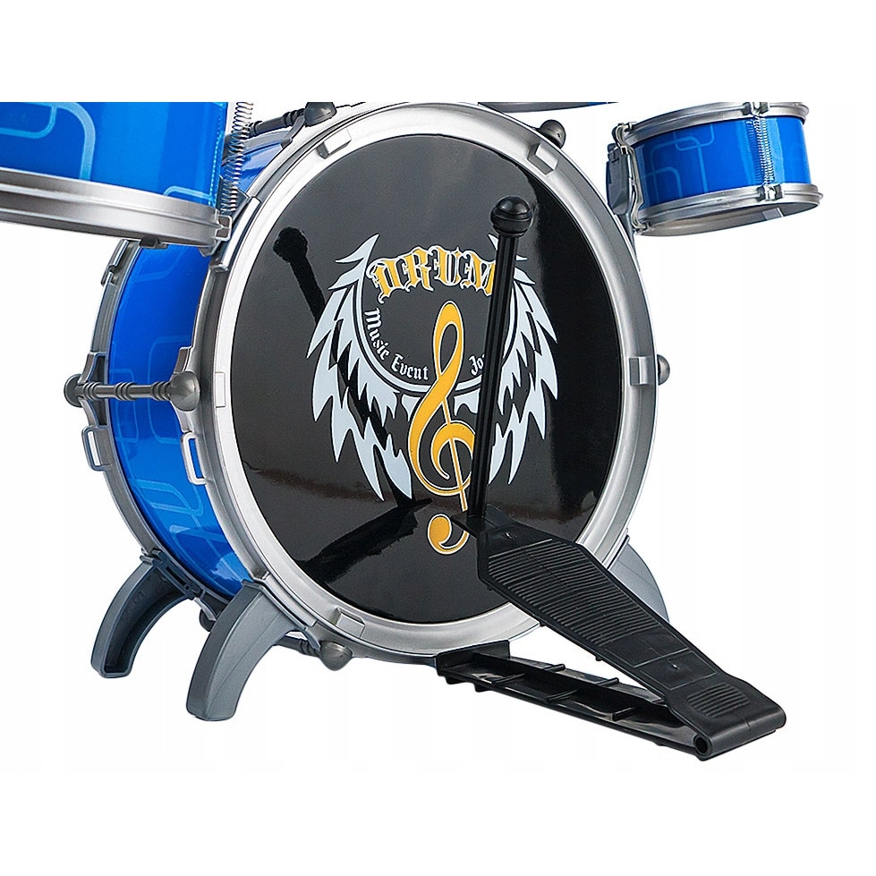 Set Tobe pentru music, 5x tobe, talger, taburete, albastru/negru - eMAG.ro