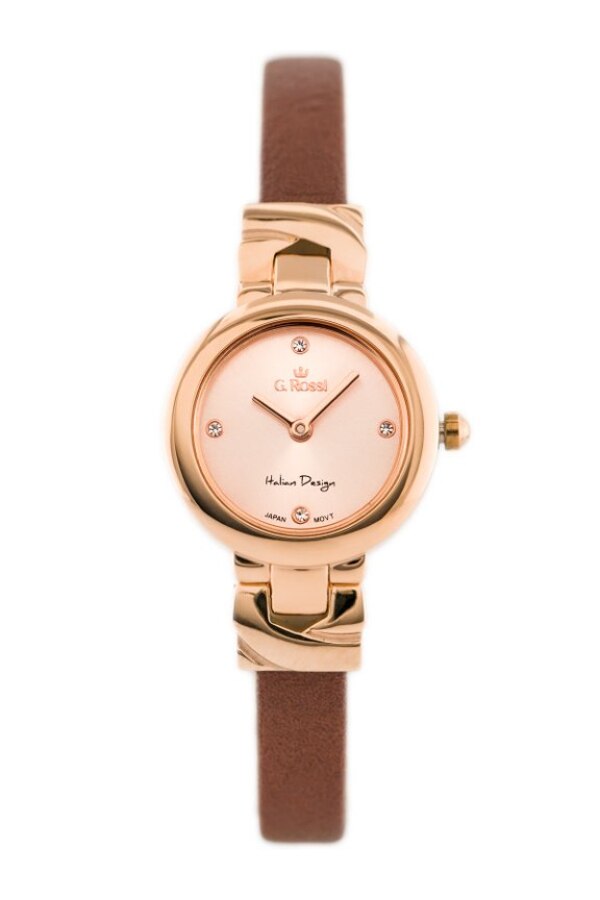 Ceas dama, G. Rossi, Metal/piele, Roz auriu/maro - eMAG.ro