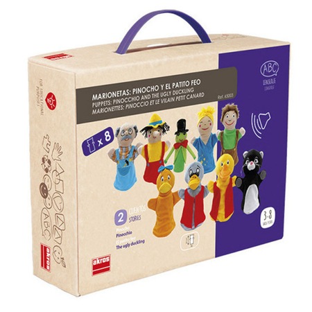 Set papusi de mana, Akros, Pinocchio si ratusa urata, 9 papusi ...