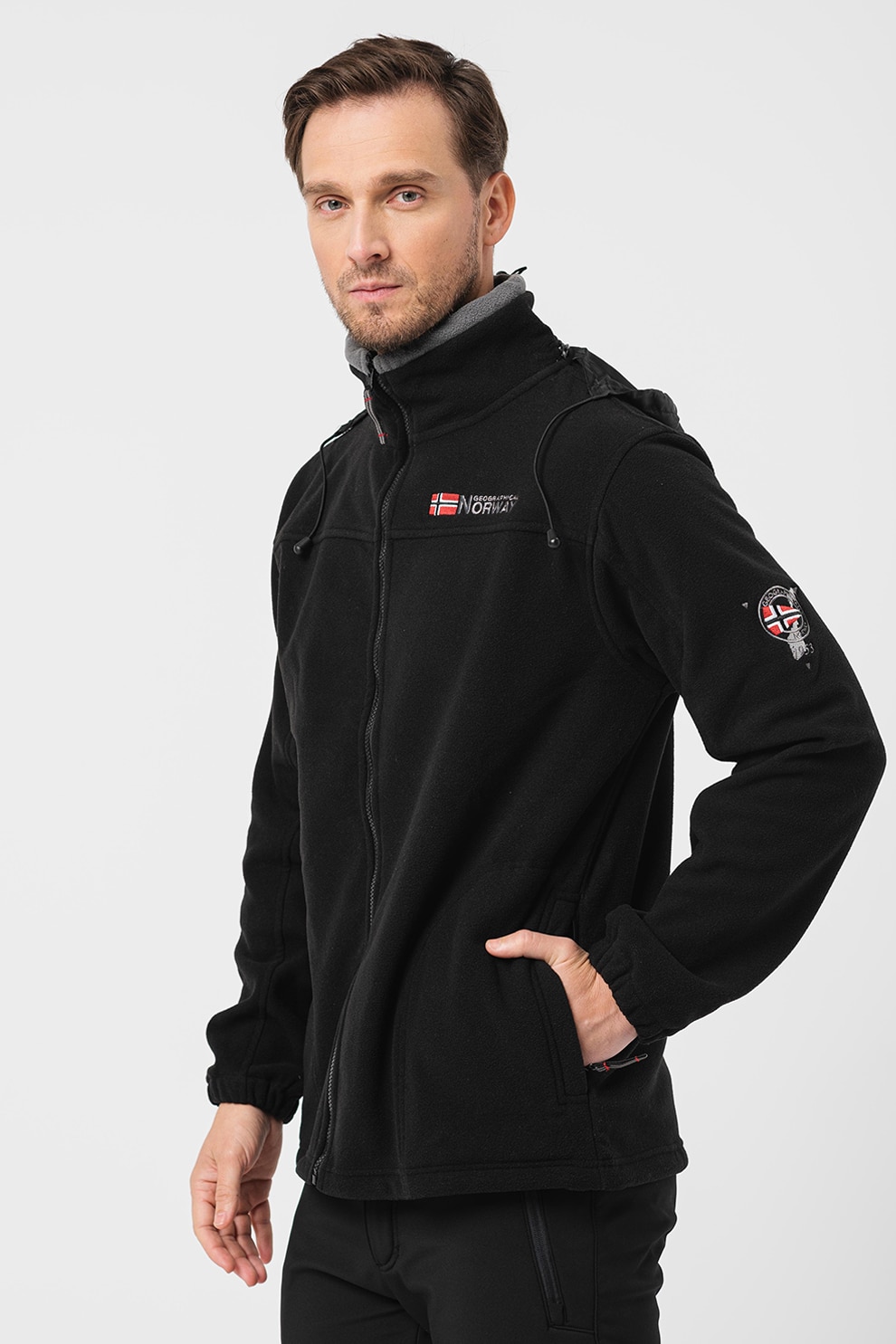 Geographical Norway, Jacheta de fleece cu logo brodat Tamazonie, Negru ...