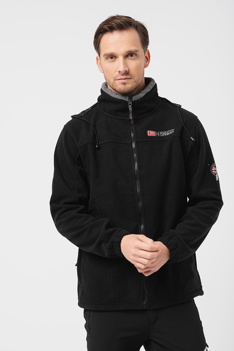Geographical Norway, Jacheta de fleece cu logo brodat Tamazonie, Negru ...