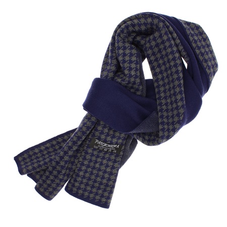 Esarfa barbati, din pashmina, 33 x 170 cm, model stilizat, Bleumarin cu ...