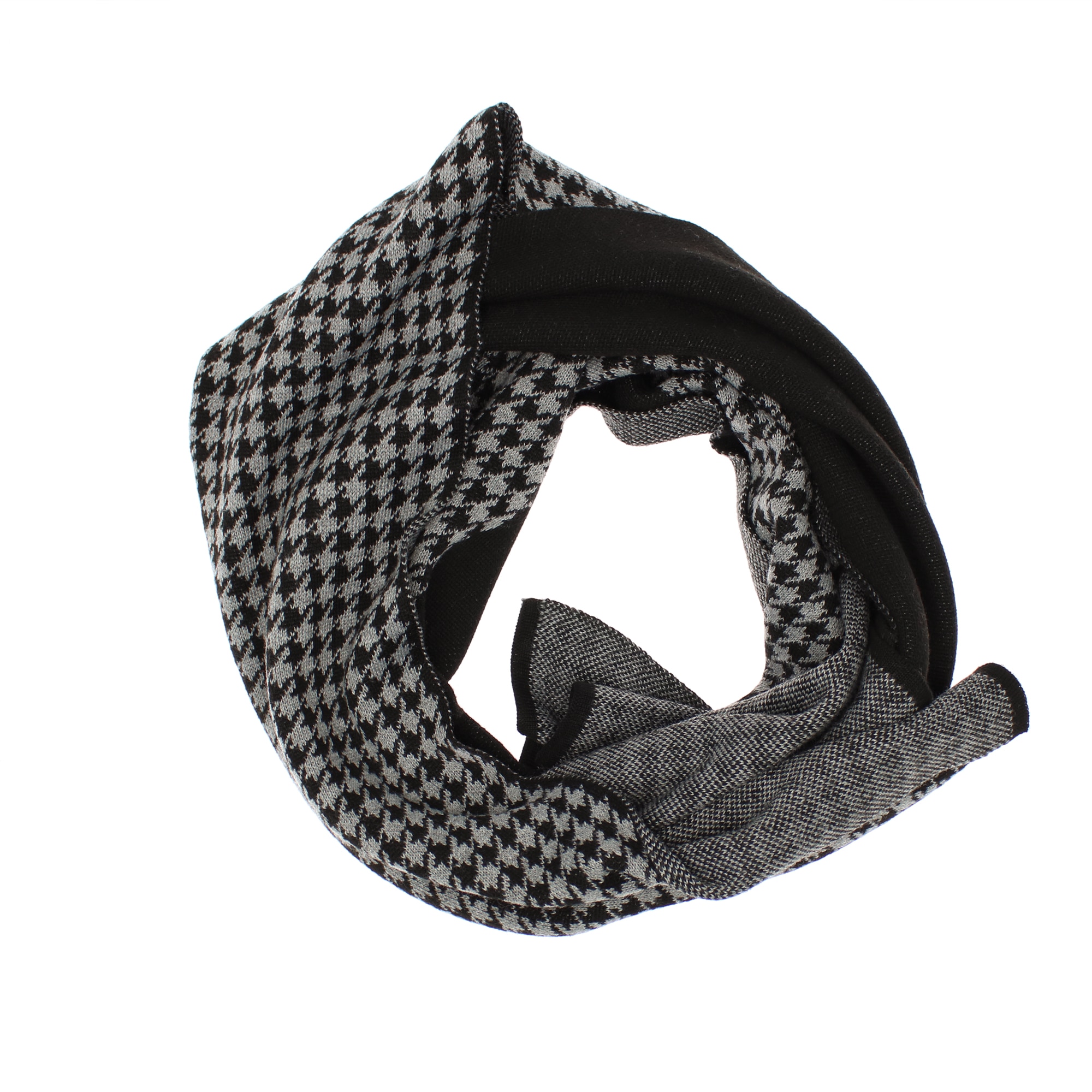 Esarfa barbati, din pashmina, 33 x 170 cm, model stilizat, Negru cu gri ...