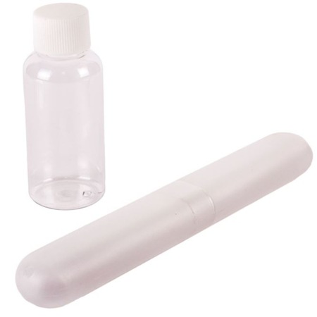 Set de calatorie cu suport periuta si recipient lichide, transparent, 2 ...