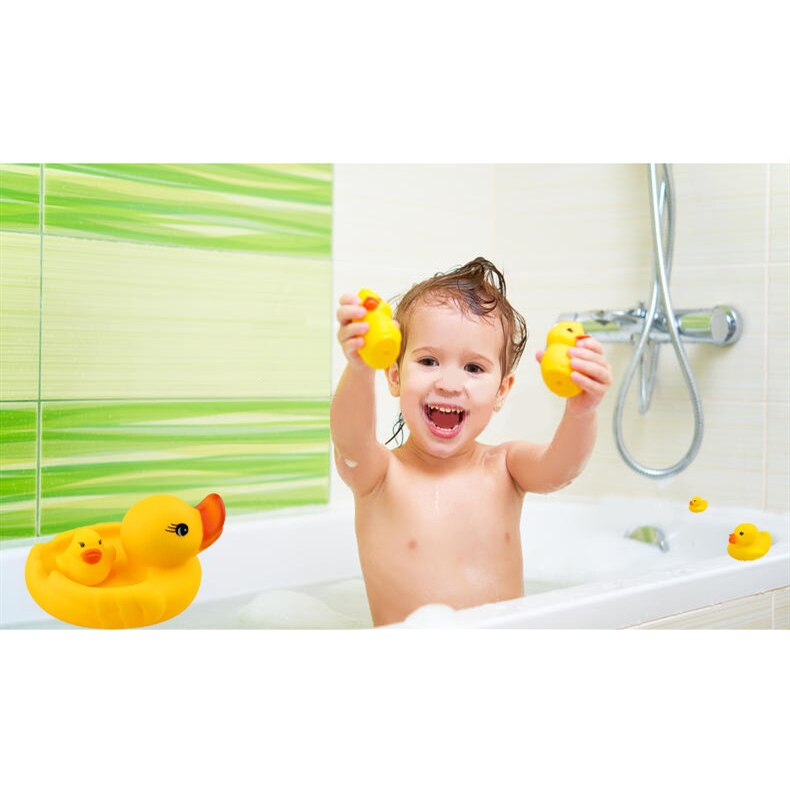 Set 4 Ratuste de Baie, Mama si Trei Boboci, 15 cm, Galben, Utility One ...