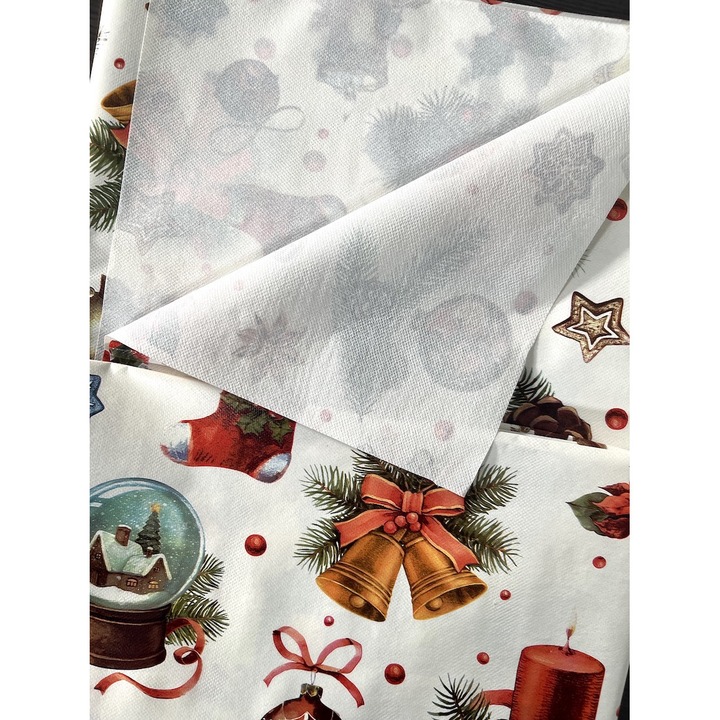 Fata de masa tip musama, Craciun alb rosu, 140 x 150 cm - eMAG.ro