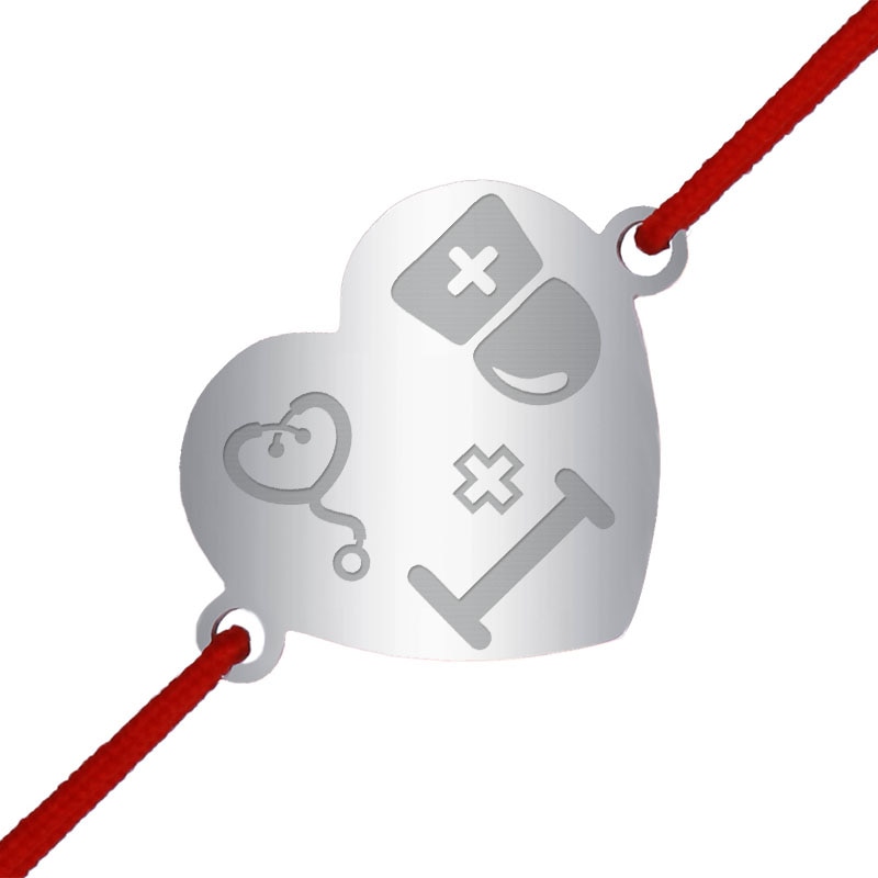Martisor Bratara Inox Inima Argintie Simboluri Medicale - eMAG.ro