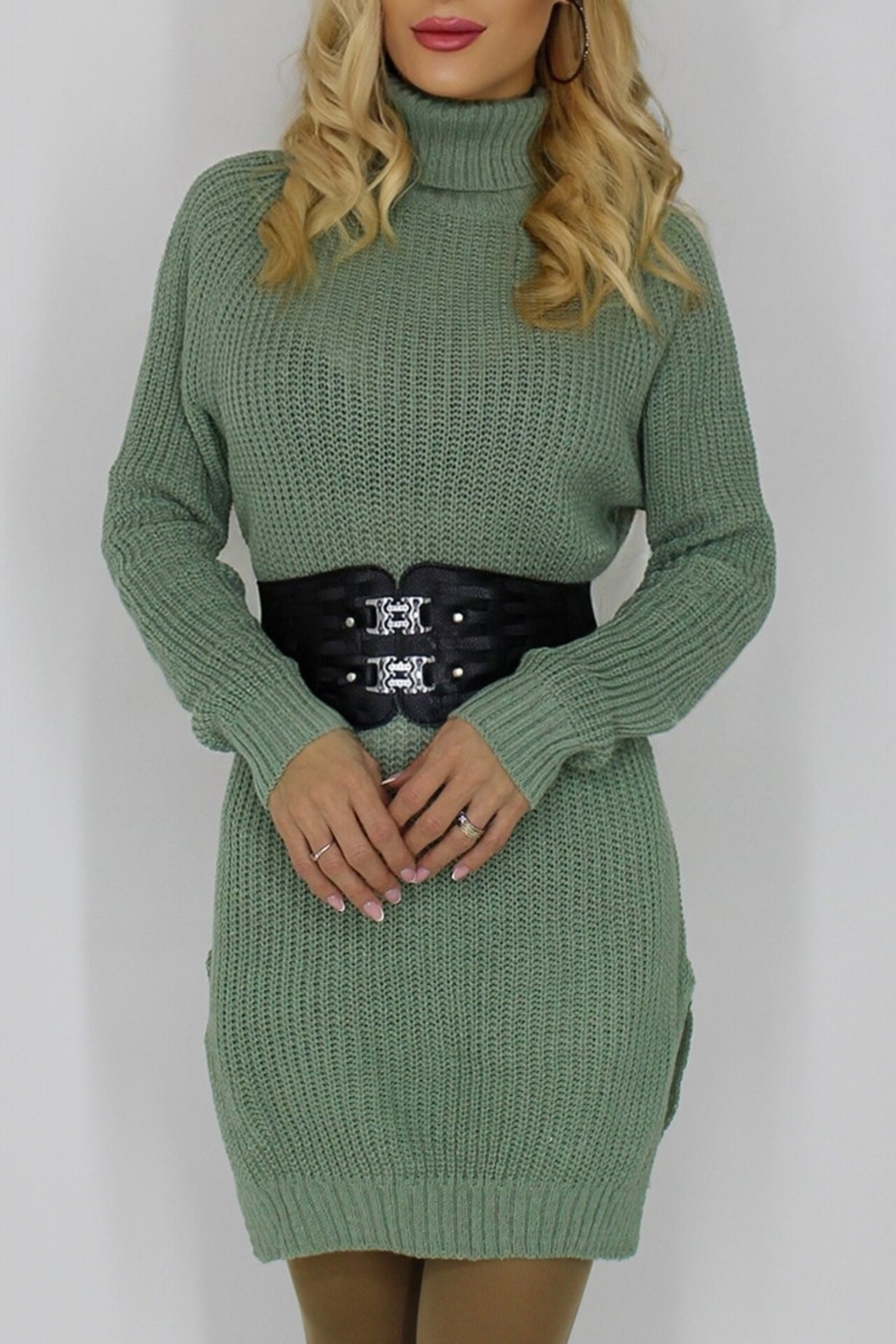 Pulover lung tricotat Desire, Vernil, S/M - eMAG.ro