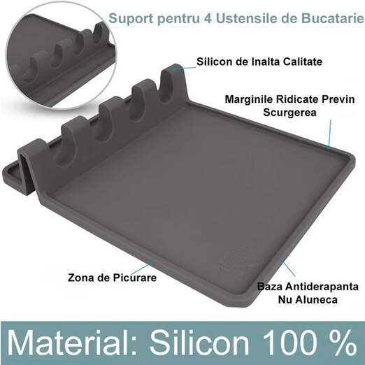 Suport silicon pentru ustensile de bucatarie, 4 pozitii, 13.5x14cm ...