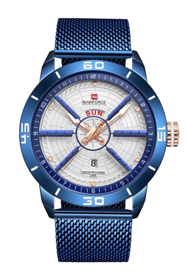 Ceas barbatesc NF9155, Naviforce, Metal, Albastru/Alb - eMAG.ro