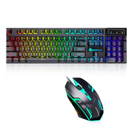 Комплект клавиатура и мишка, RGB осветление, LED, Черен - eMAG.bg