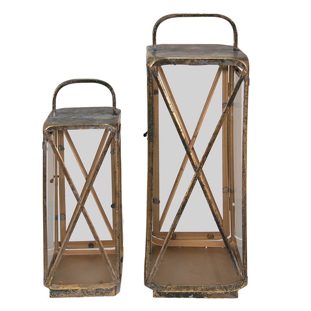 Set 2 felinare metal 21x21x55, 16x16x41 cm - eMAG.ro