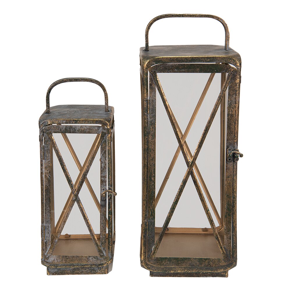 Set 2 felinare metal 21x21x55, 16x16x41 cm - eMAG.ro