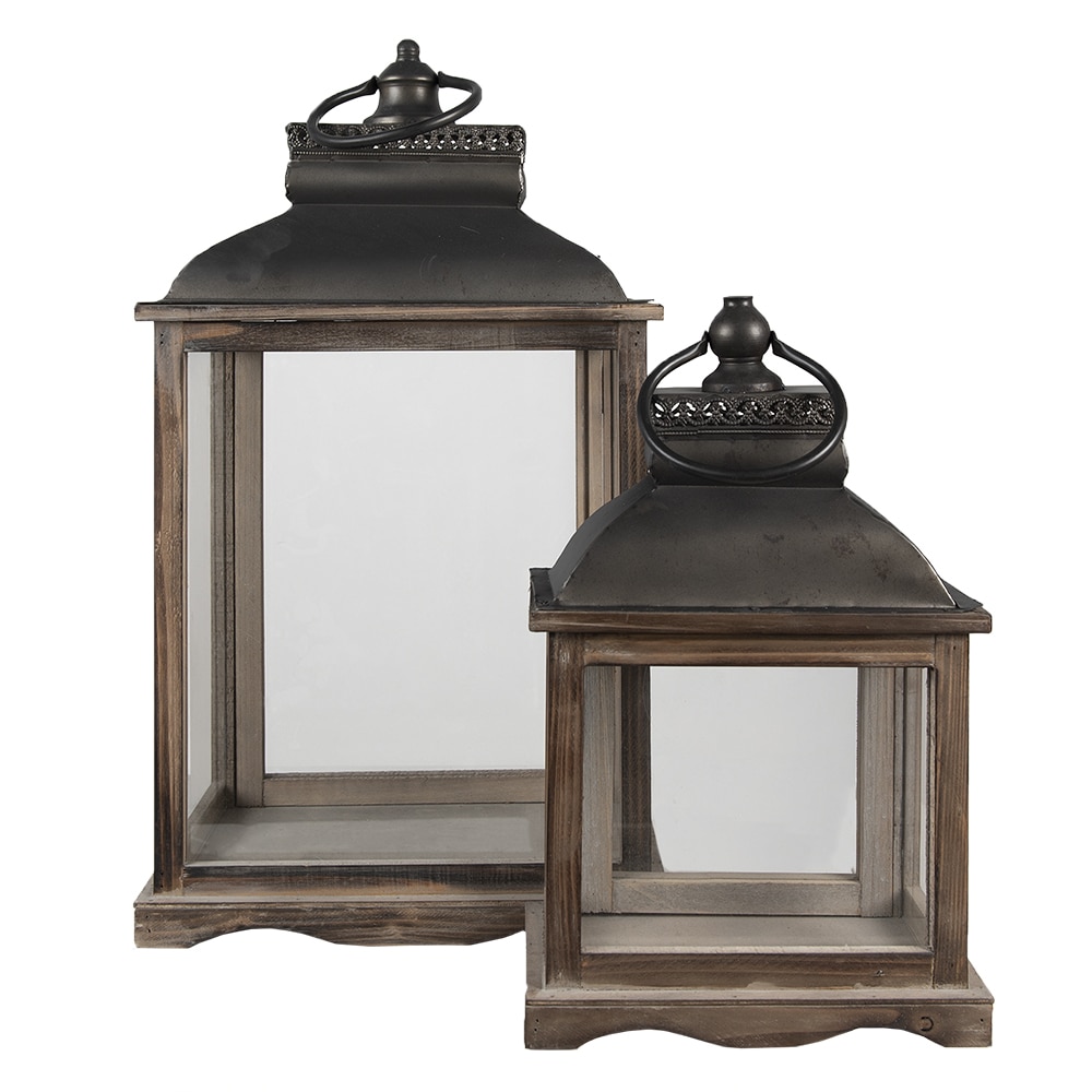 Set 2 felinare metal 34x22x60, 26x14x42 cm - eMAG.ro