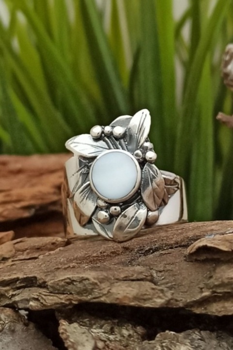 Inel de argint pentru dama "Floare senzuala" Sidef regal, 22.3 mm - 70 ...