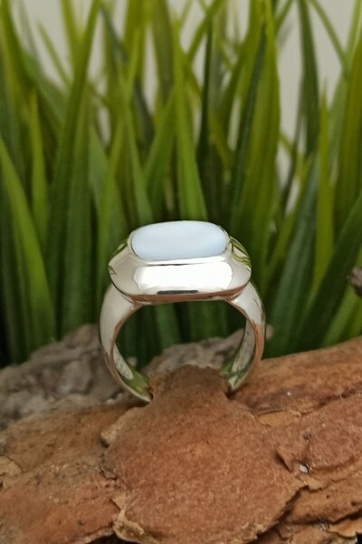 Inel de argint pentru dama "Valuri de mare" 20 mm - 63, Sidef regal ...