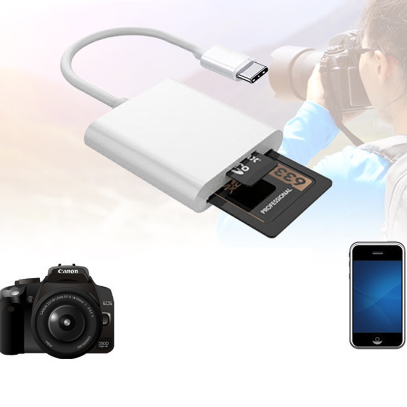 Cititor de carduri, GOGOU, USB-C/SD/TF/CF, Alb - eMAG.ro