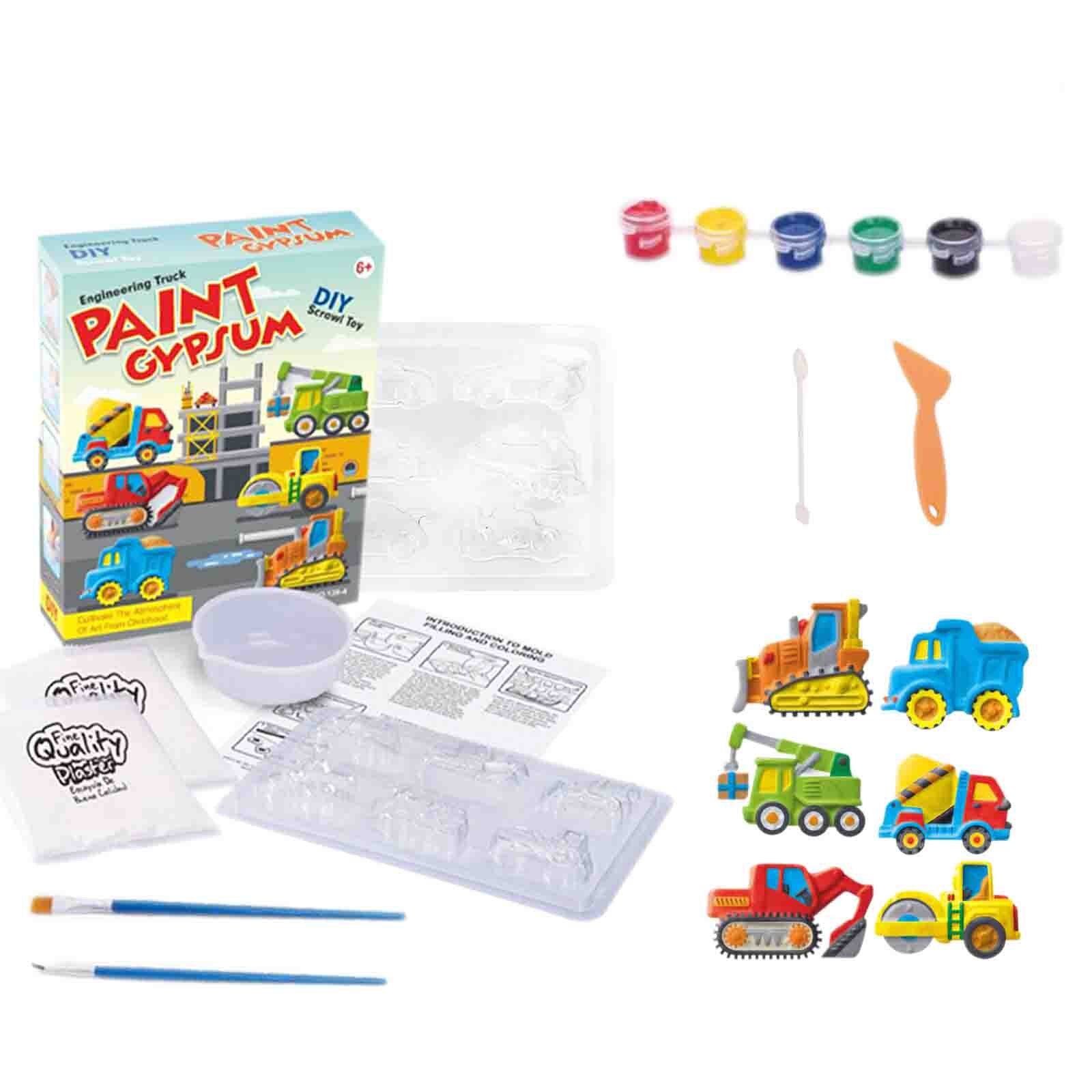 Figurine din ipsos de pictat pentru copii, Kit complet DIY cu Masini de ...