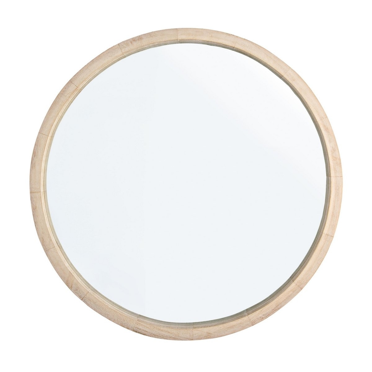 Oglinda rotunda decorativa perete cu rama lemn natur Tiziano 52x5 cm ...