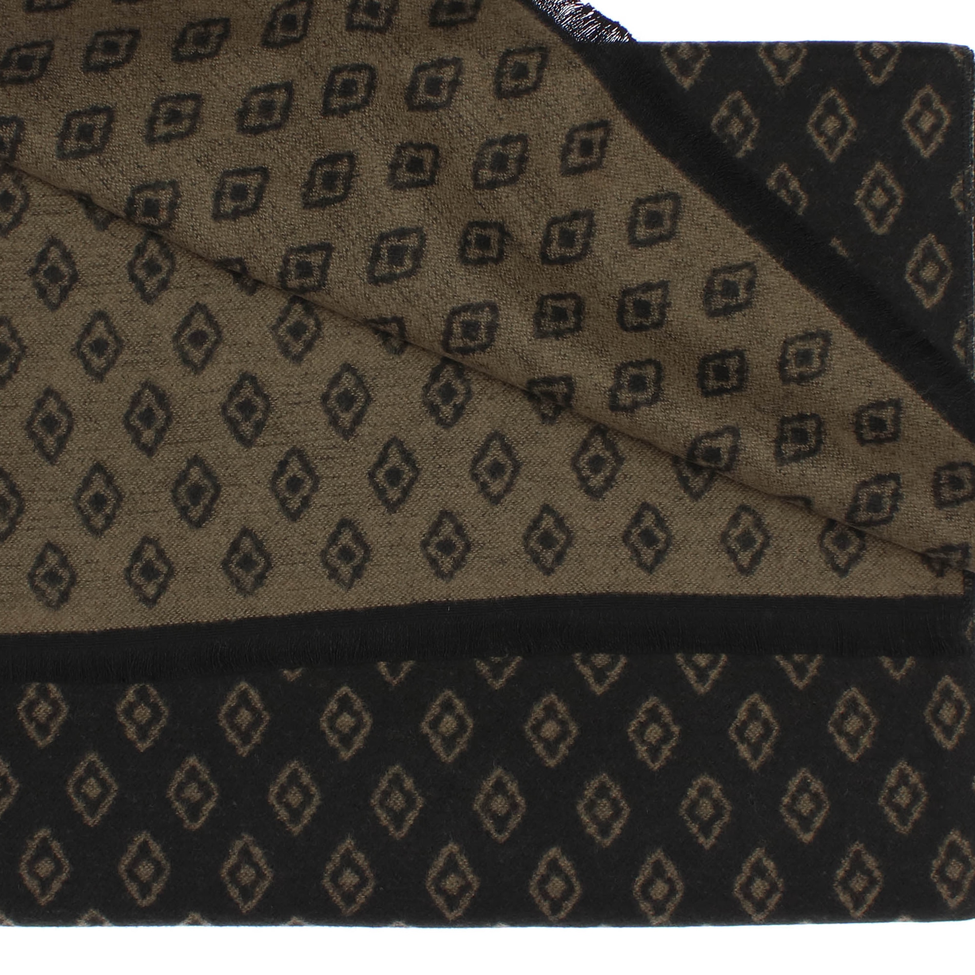 Esarfa barbati, din casmir / pashmina, cu romburi, 30 x 188 cm, Negru ...