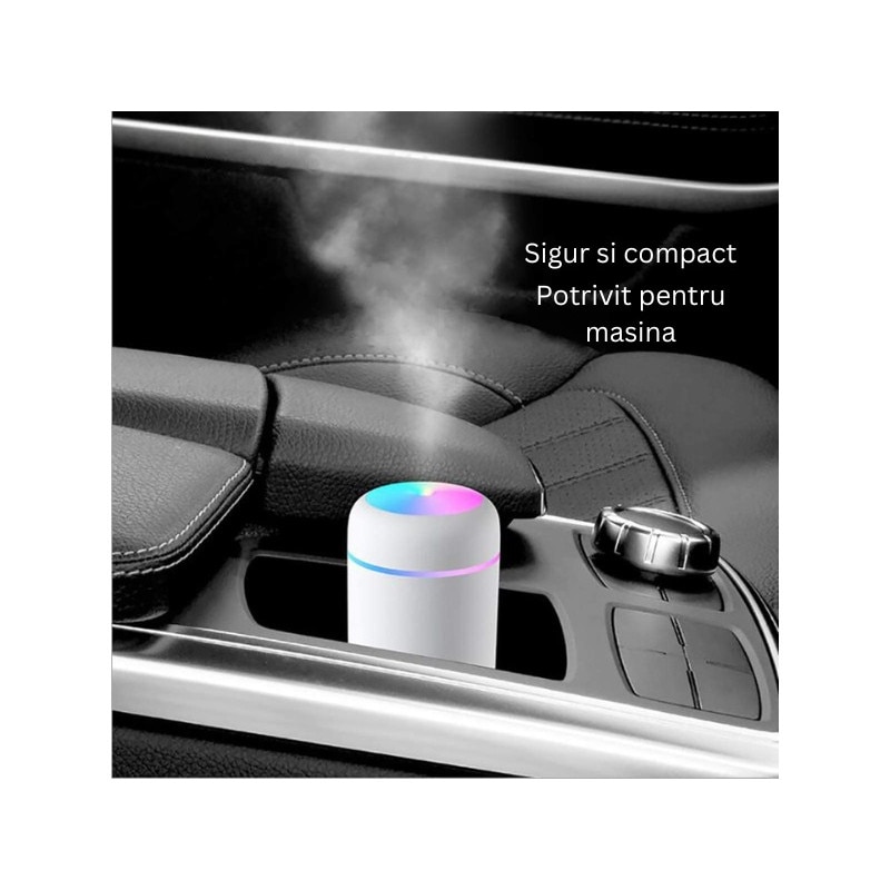 Mini Umidificator de aer cu difuzor aromaterapie si lumini LED ...