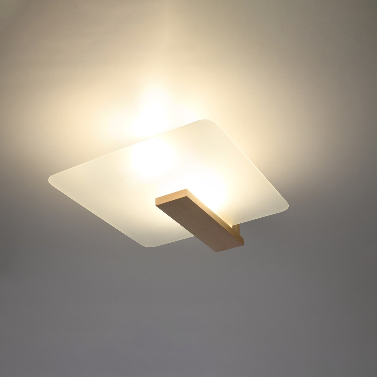 Lampa de tavan Lappo din lemn natural lemn/sticla 2 becuri patrate ...