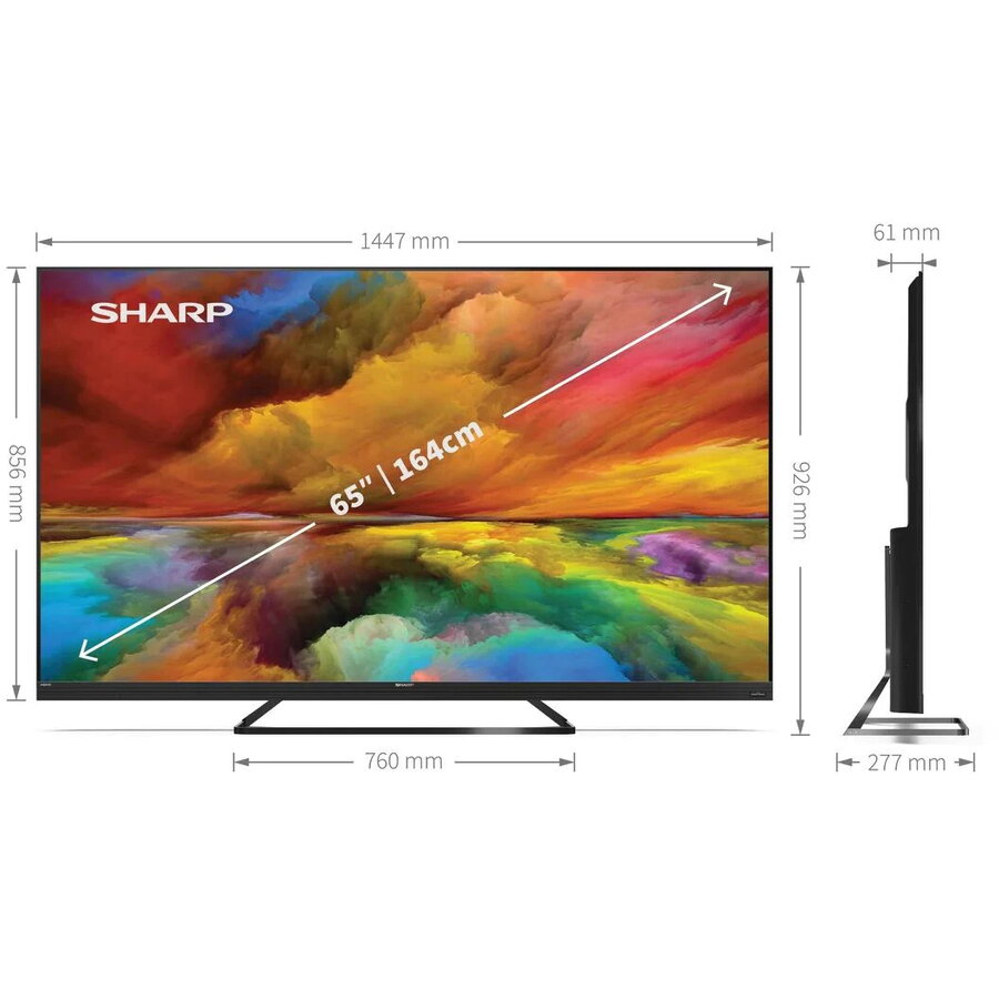 Телевизор SHARP 65EQ3EA, LED, 164 см, QLED, 4K Ultra HD, Android - eMAG.bg