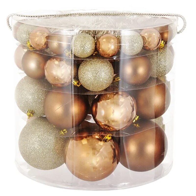 Комплект коледни топки за елха, 54 броя, 4 размера, Гланц, Мат, Блясък ...